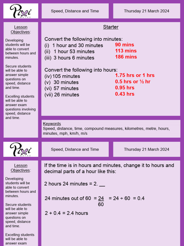 Speed, Distance & Time Lesson | PDF | Speed | Physical Quantities