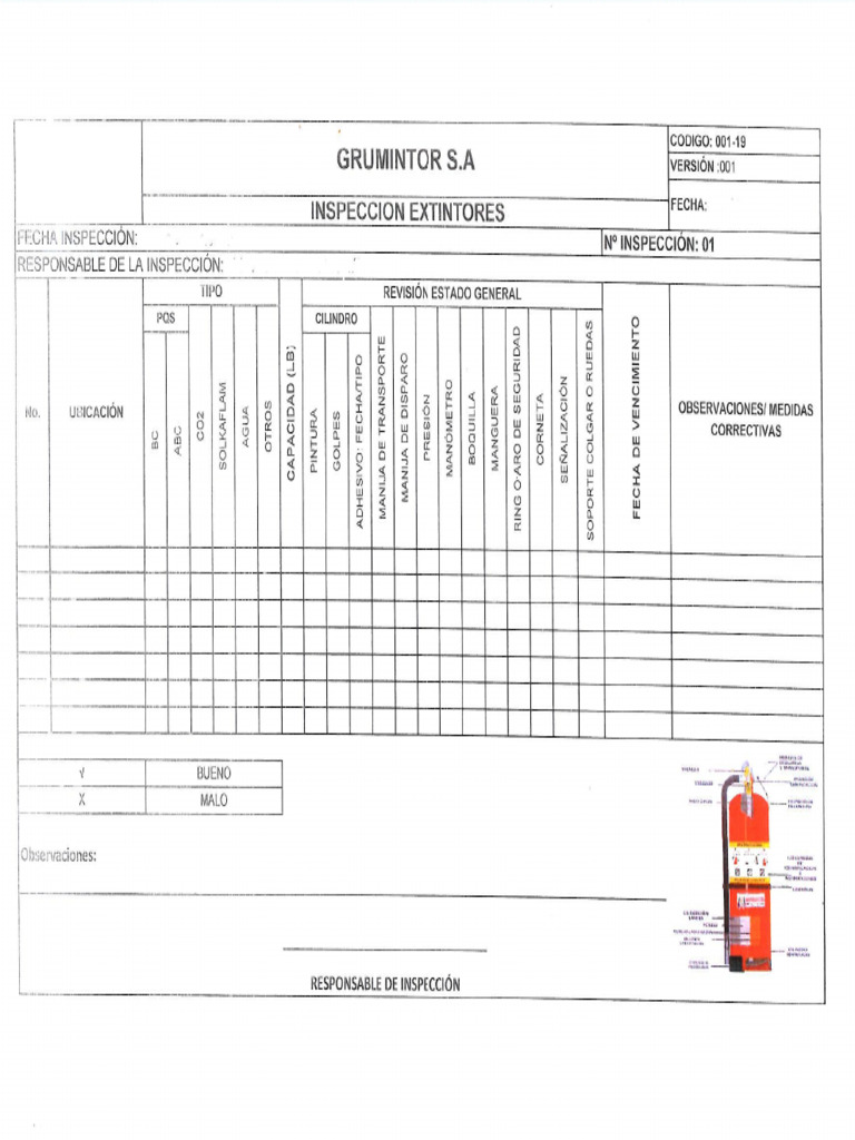 Formato Inspeccion de Extintores | PDF