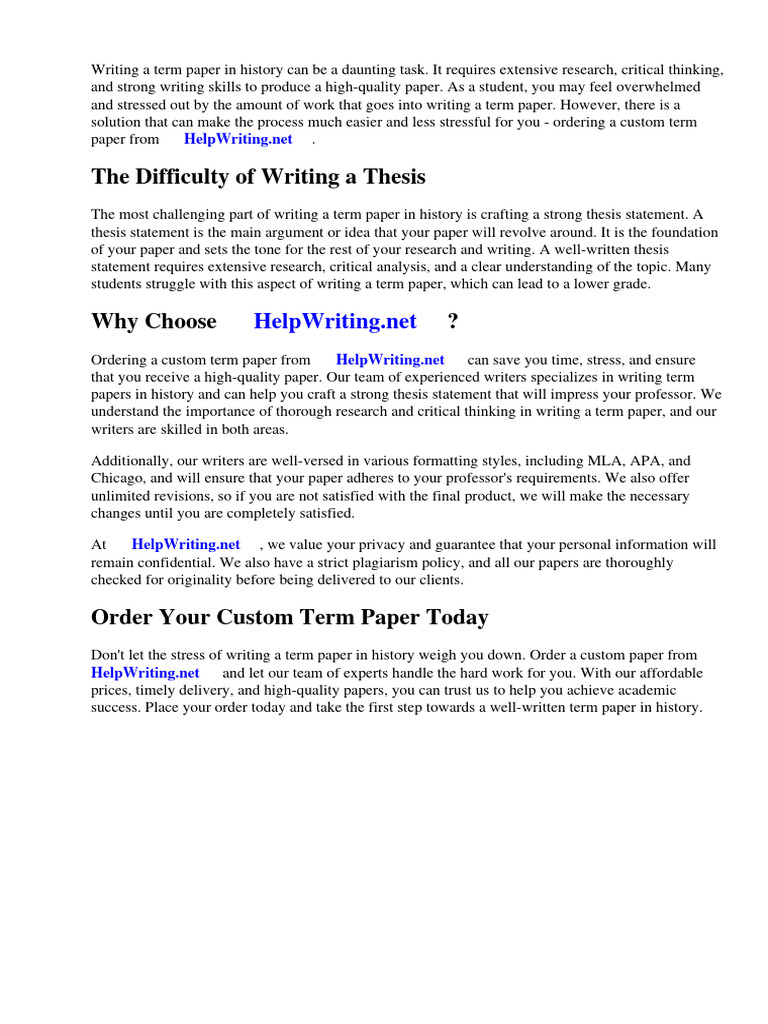 Term Paper History Example | PDF | Essays | Academic Publishing