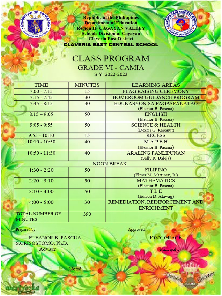 Lily Class Program | PDF | Social Institutions | Philippines