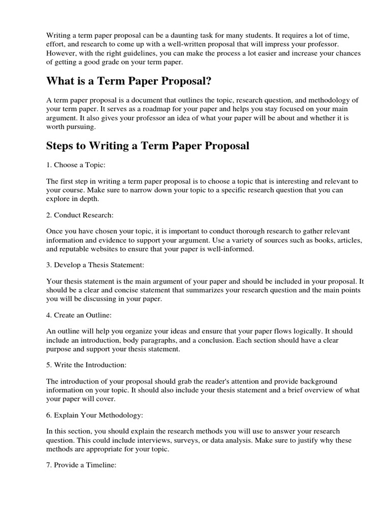 Guidelines for Writing a Term Paper Proposal | PDF | Essays | Sampling ...