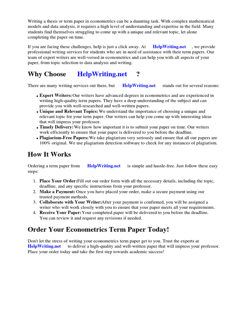Econometrics Term Paper Ideas | PDF | Econometrics | Regression Analysis