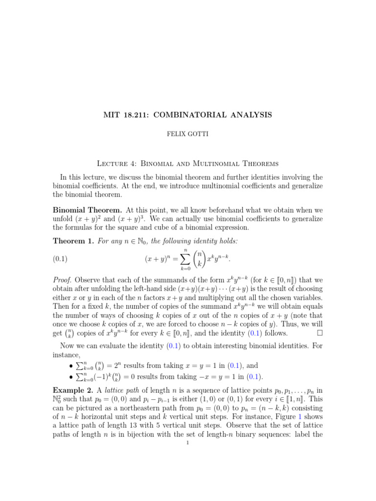 Binomial Theorem | PDF | Mathematical Logic | Discrete Mathematics