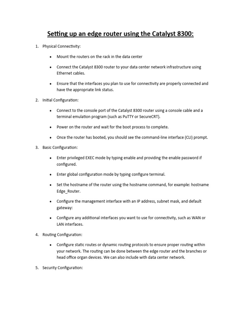 Catalyst 8300 Edge Router Setup Guide | PDF | Router (Computing ...