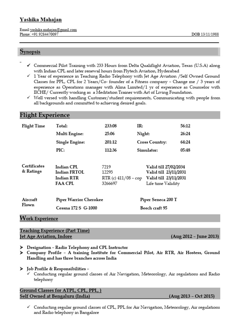 Yashika Mahajan Resume | PDF | Aviation | Aeronautics