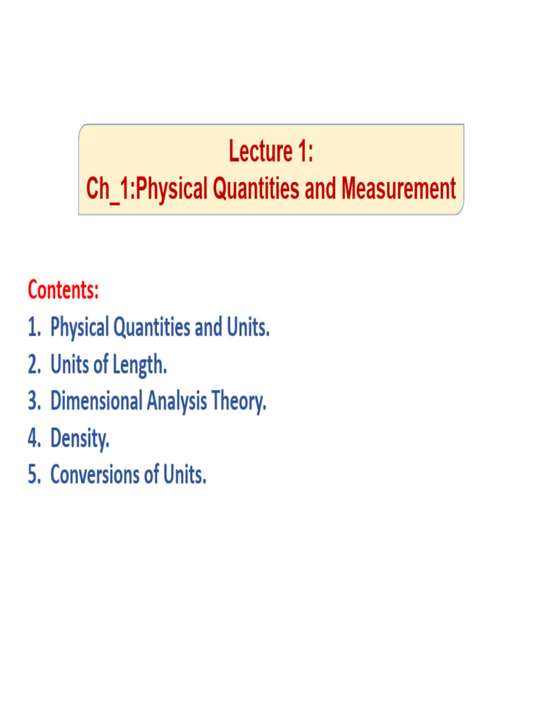 Ch1 - Physical Quantities and Measurement | PDF | International System ...