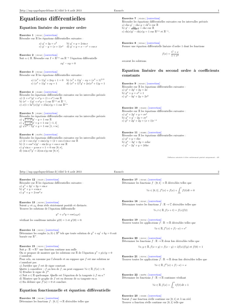 Équations Différentielles Avancées | PDF | Fonction (Mathématiques ...