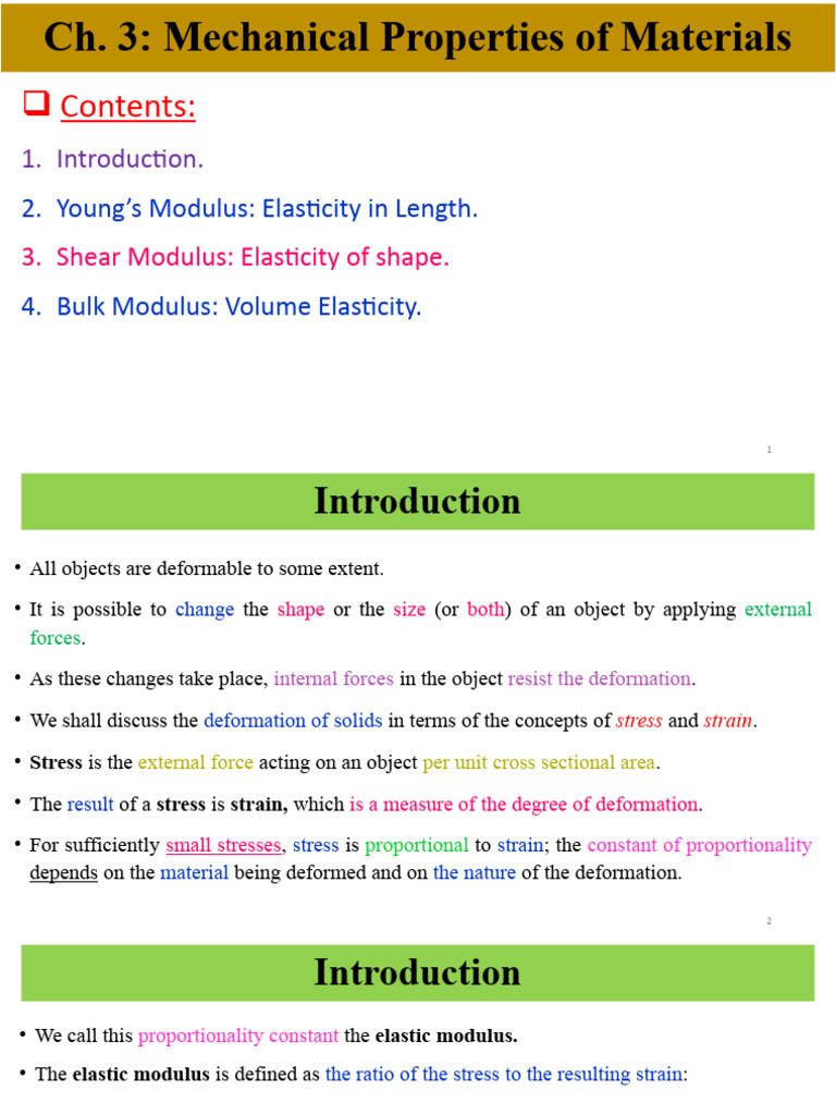 Ch3 - Mechanical Properties of Materials | PDF | Elasticity (Physics) | Stress (Mechanics)