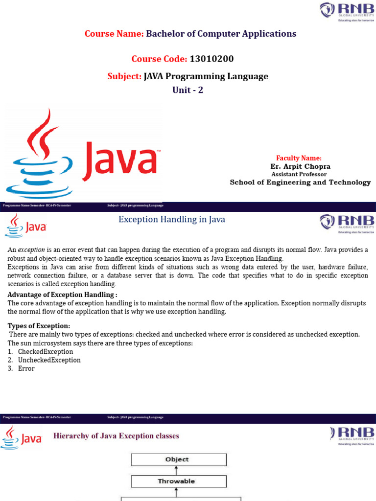 Java Exception Handling Overview | PDF | Method (Computer Programming ...