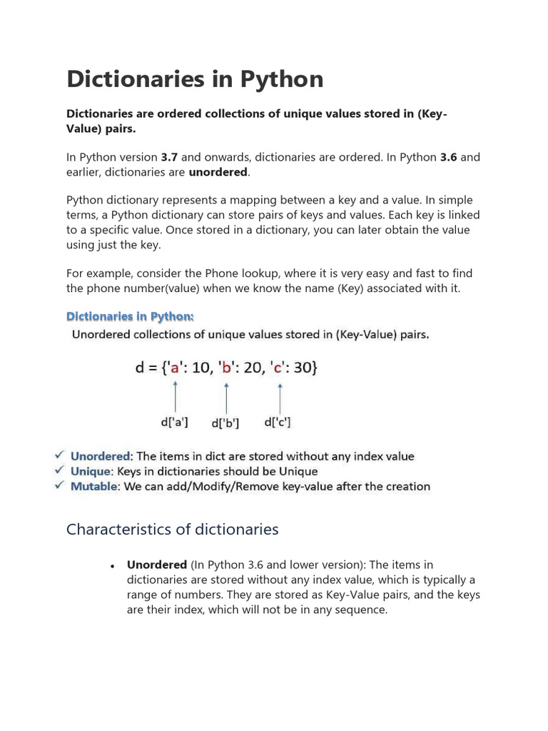 Dictionaries In Python Pdf Computer Programming Computing 0238