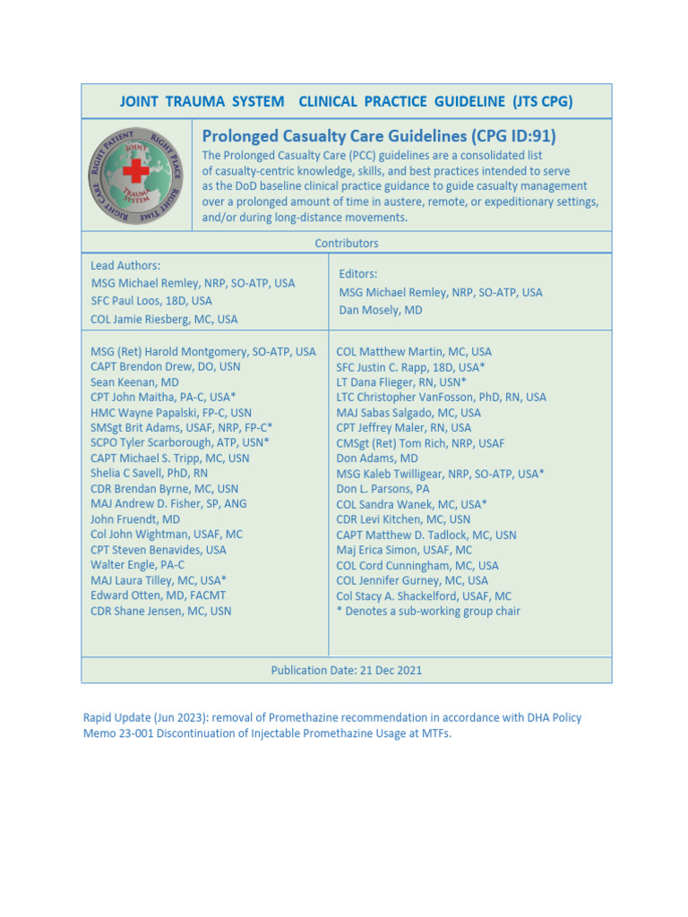 Prolonged Casualty Care Guidelines | PDF | Emergency Department ...