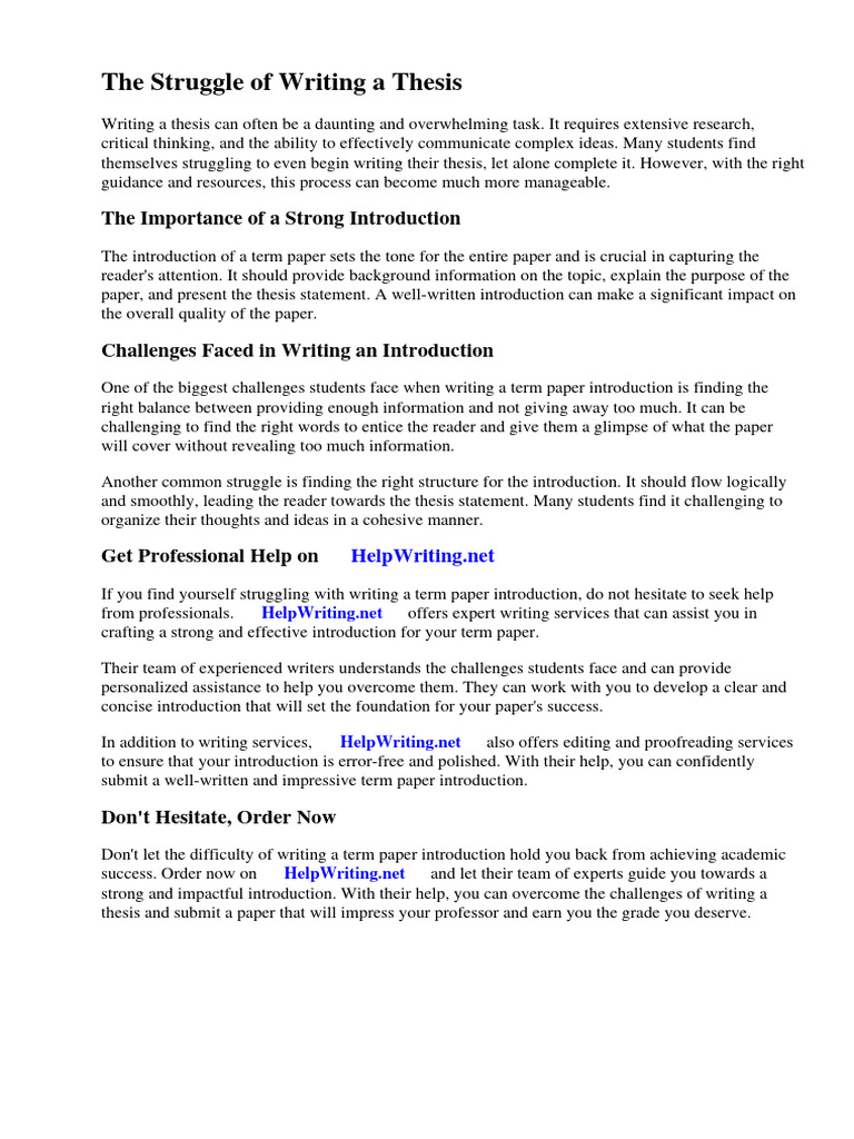 How to Write a Term Paper Introduction | PDF | Essays | Thesis