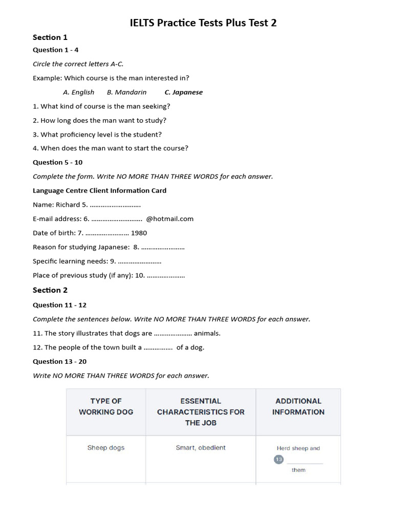 IELTS Practice Tests Plus Test 2 | PDF