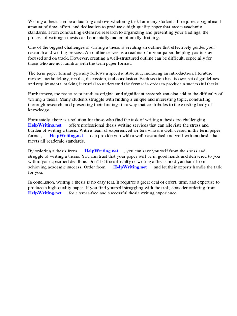 Outline Term Paper Format | PDF | Essays | Thesis