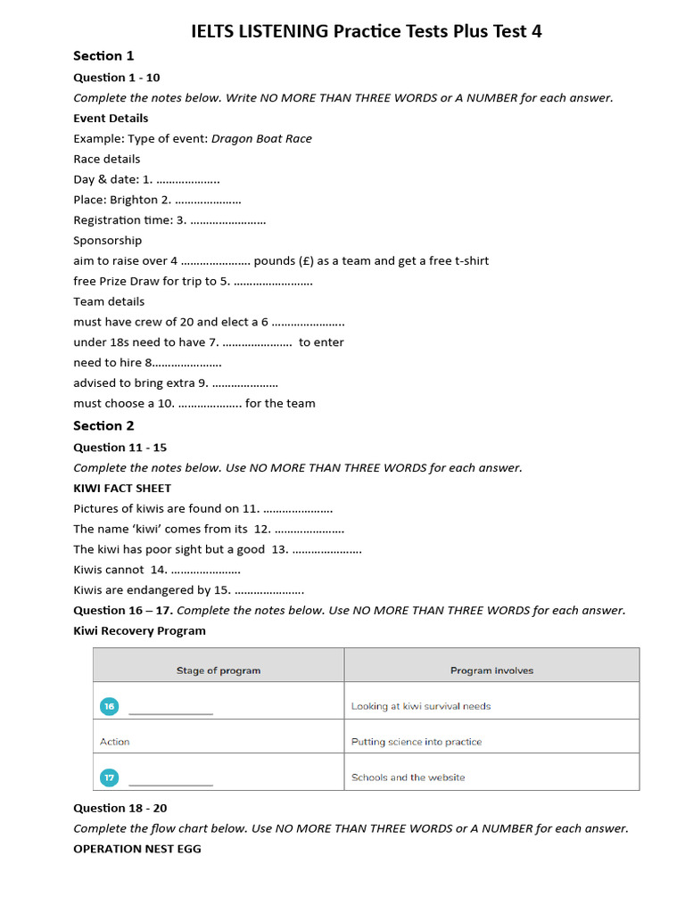 IELTS LISTENING Practice Tests Plus 1 Test 4 | PDF | Food Preservation