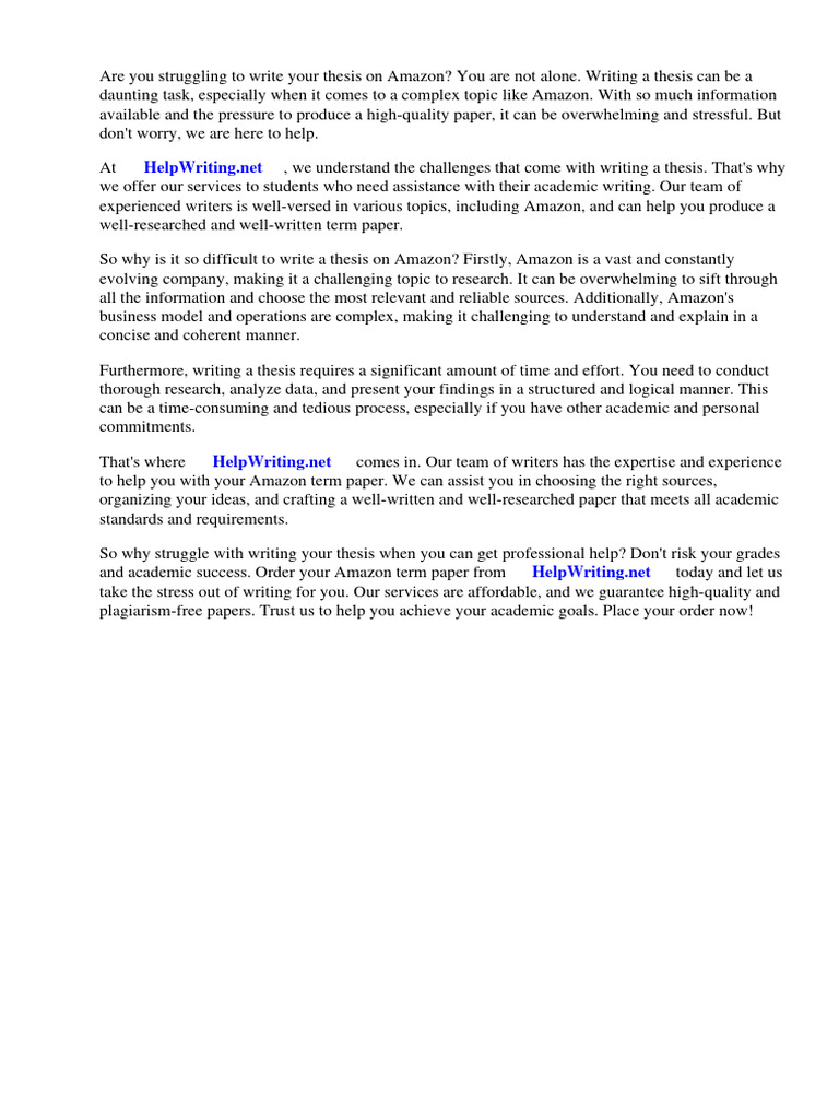 Amazon Term Paper | PDF | Retail | Marketing