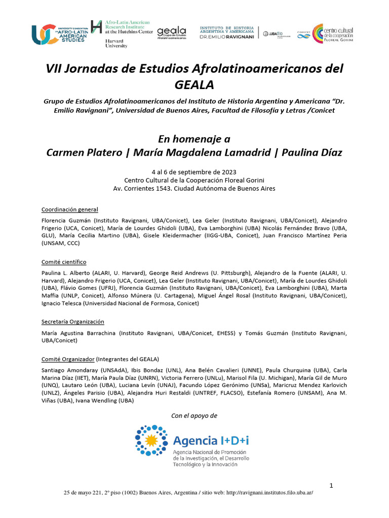 Programa VII Jornadas GEALA | PDF | Ciencias sociales | Arte