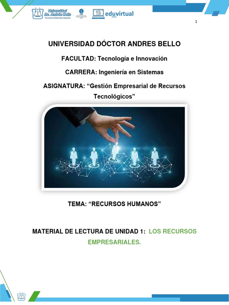 Semana 1, Unidad 1, Tema 1 - Recurso Humano | PDF | Gestión de recursos humanos | Planificación