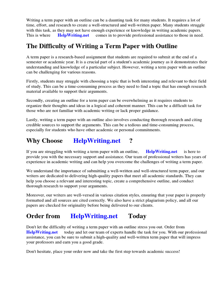 Term Paper With Outline | PDF | Critical Thinking | Thesis