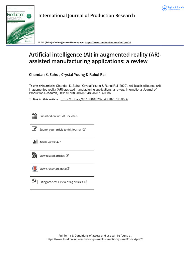 Sahu 2020 | PDF | Augmented Reality | Artificial Intelligence