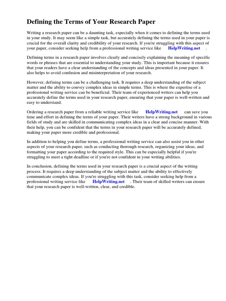 Research Paper Definition of Terms | PDF | Academic Publishing | Statistics