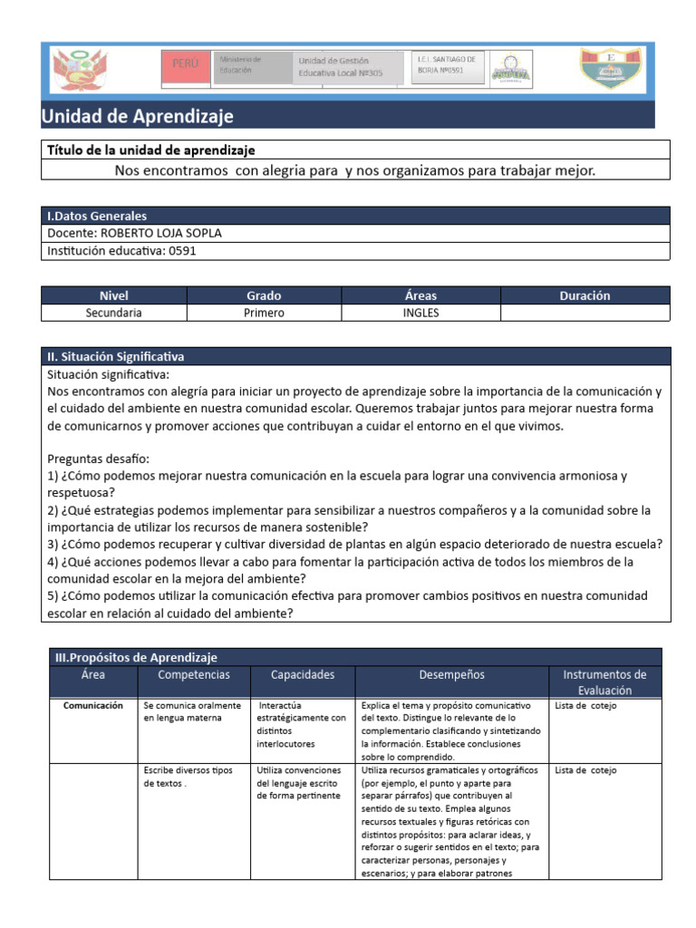 unidad 1 ING(1) | PDF | Aprendizaje | Comunicación