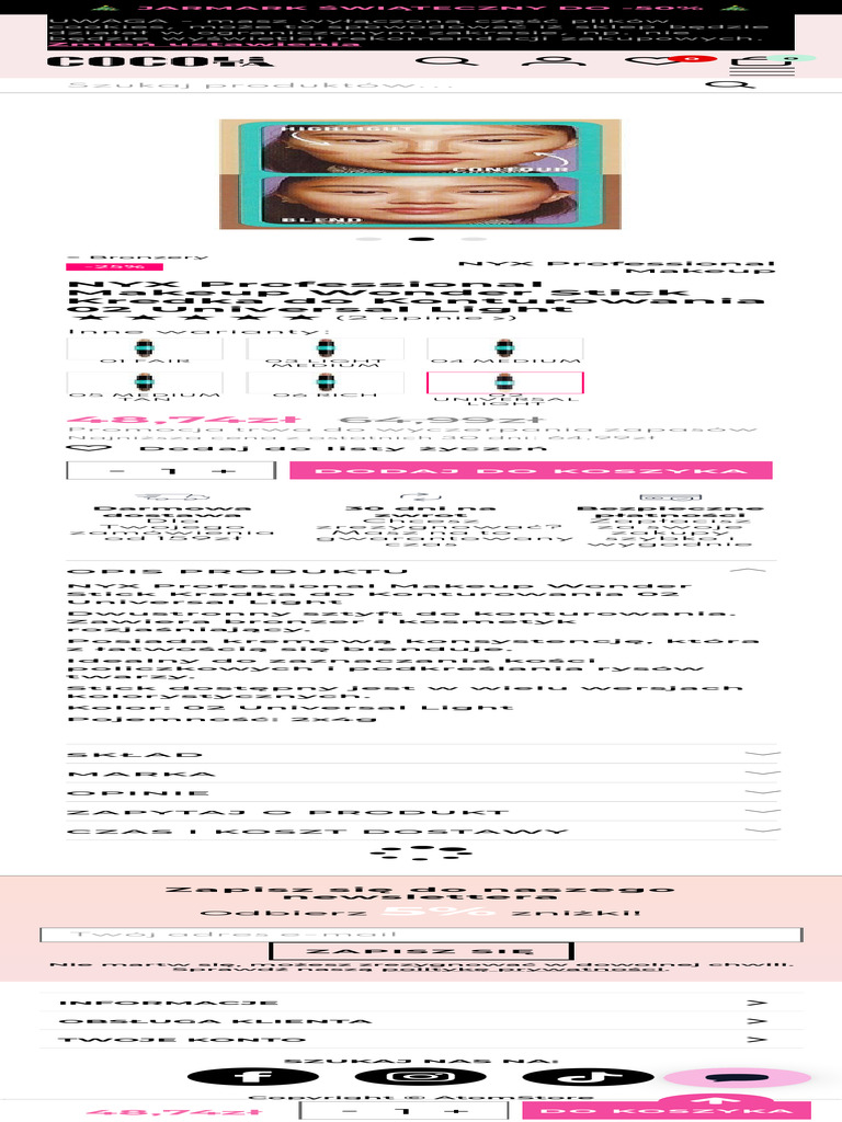 NYX Professional Makeup Wonder Stick Kredka Do Konturowania 02 Universal Light - Sklep Cocolita ...