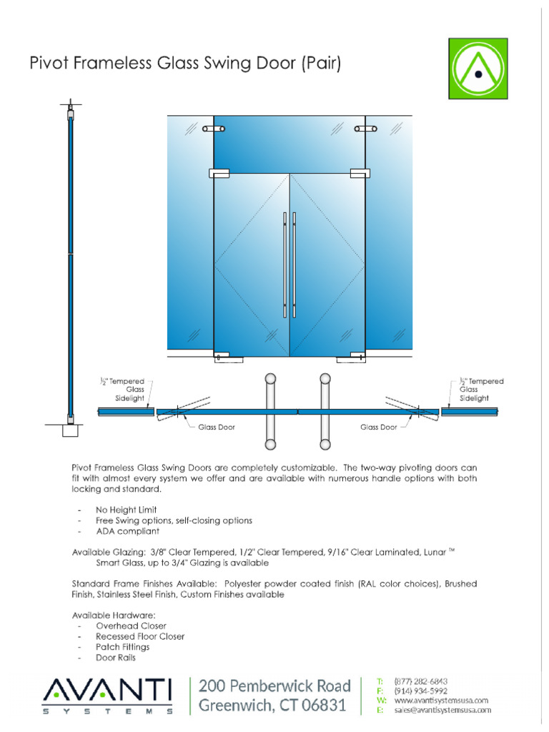 Pivot Frameless Glass Swing Door (Pair) | PDF