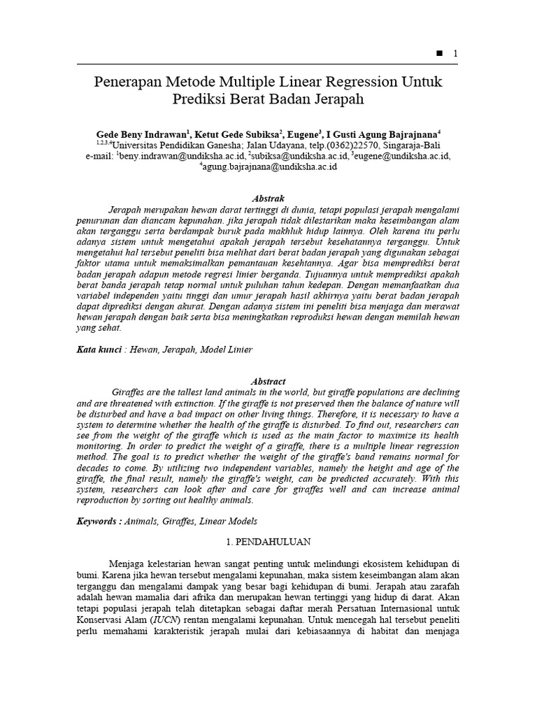 Penerapan Metode Multiple Linear Regression Untuk Prediksi Berat Badan ...