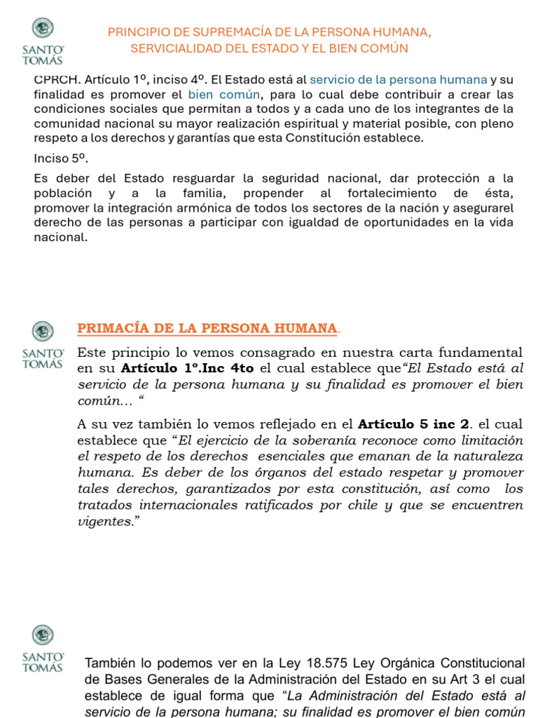 Principios del Estado y Bien Común en Chile | PDF | Estado (política ...