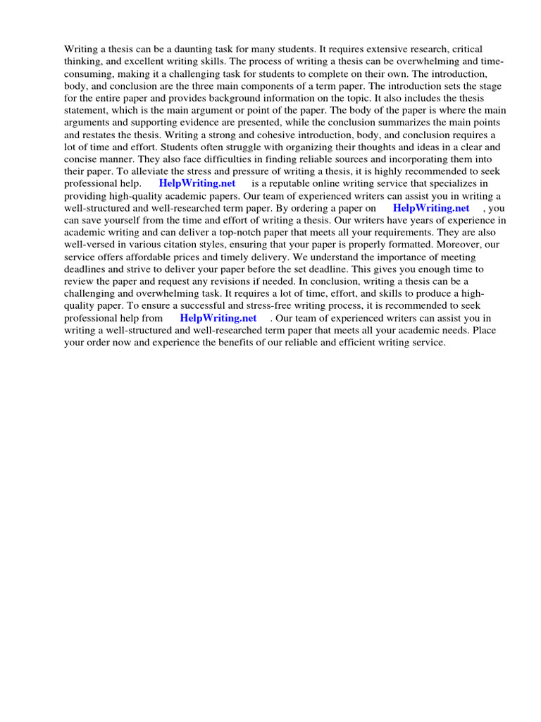 Term Paper Introduction Body Conclusion | PDF | Essays | Thesis