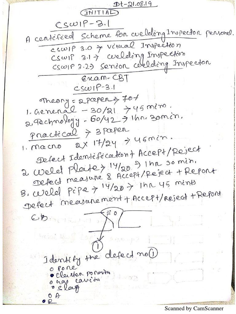 Cswip Class Note | PDF