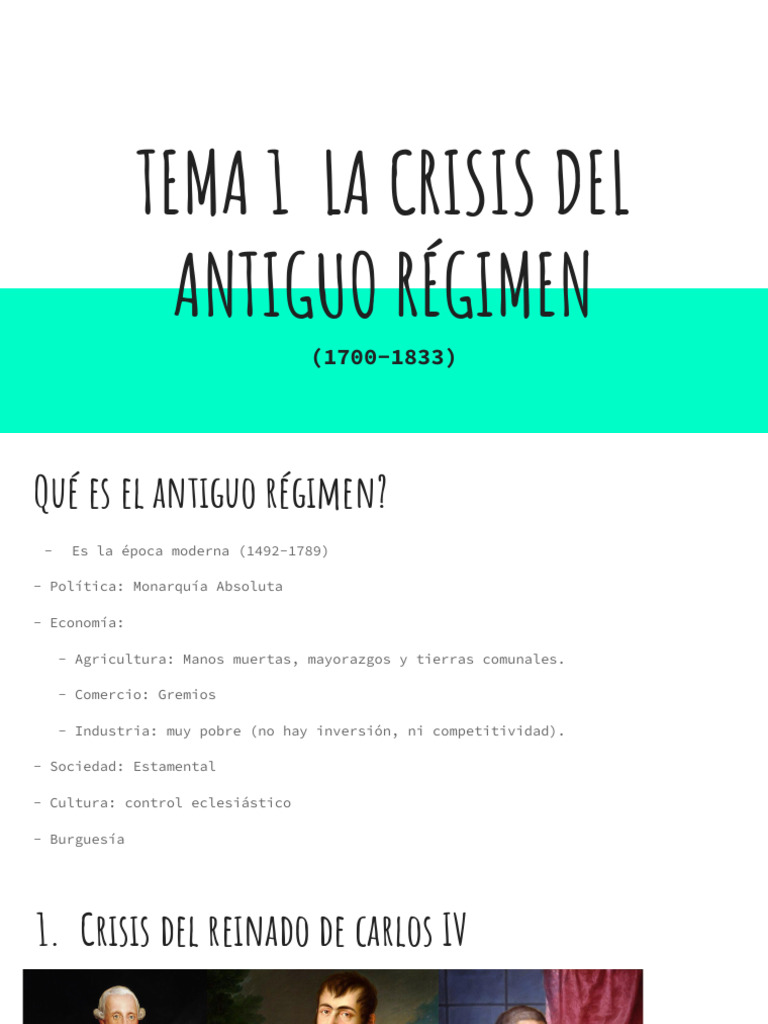 Tema 1 La Crisis Del Antiguo Régimen | PDF | Napoleón | Gobierno de españa
