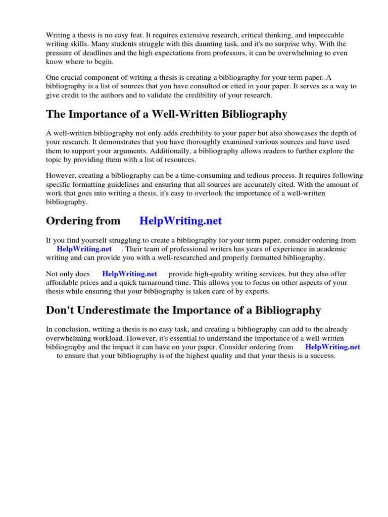 How To Write A Bibliography For Term Paper | PDF | Citation | Apa Style