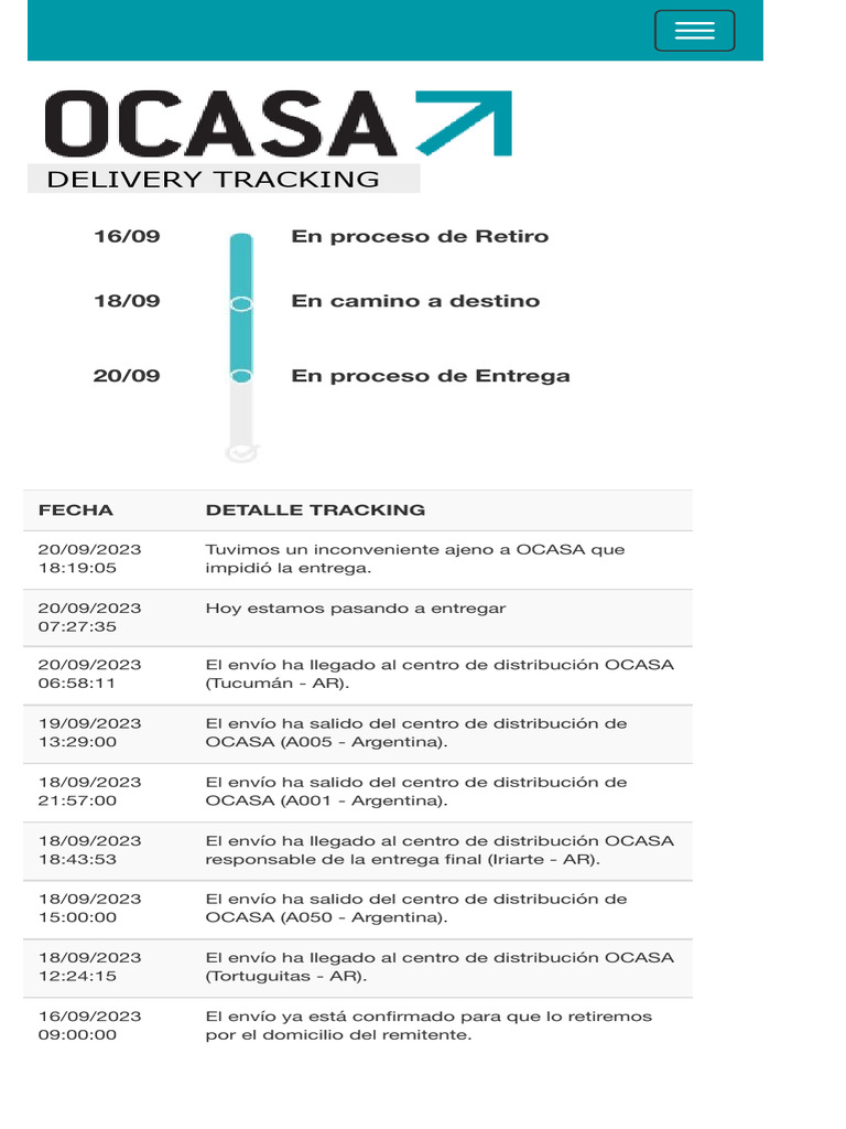 OCASA Tracking 2 | PDF