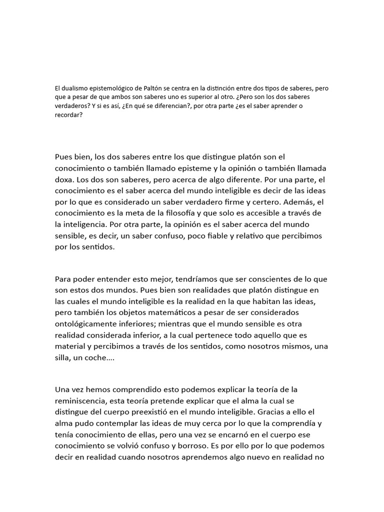 Episteme y Doxa en Platón | PDF | Platón | Conocimiento