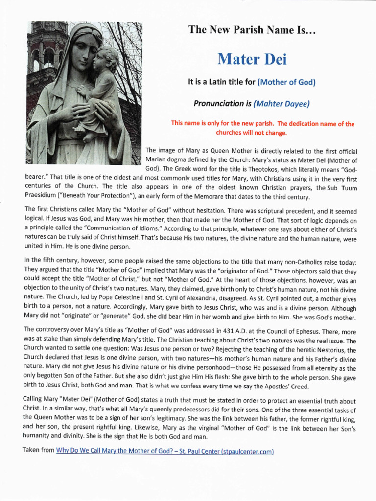 New Pastorate Parish Name - Mater Dei - 2024 | PDF | Systematic ...