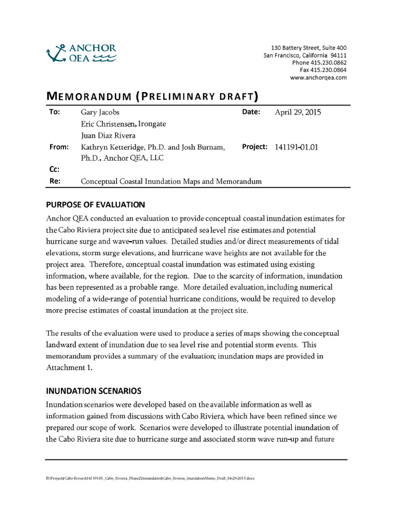 Coastal Inundation Maps and Memorandum | PDF