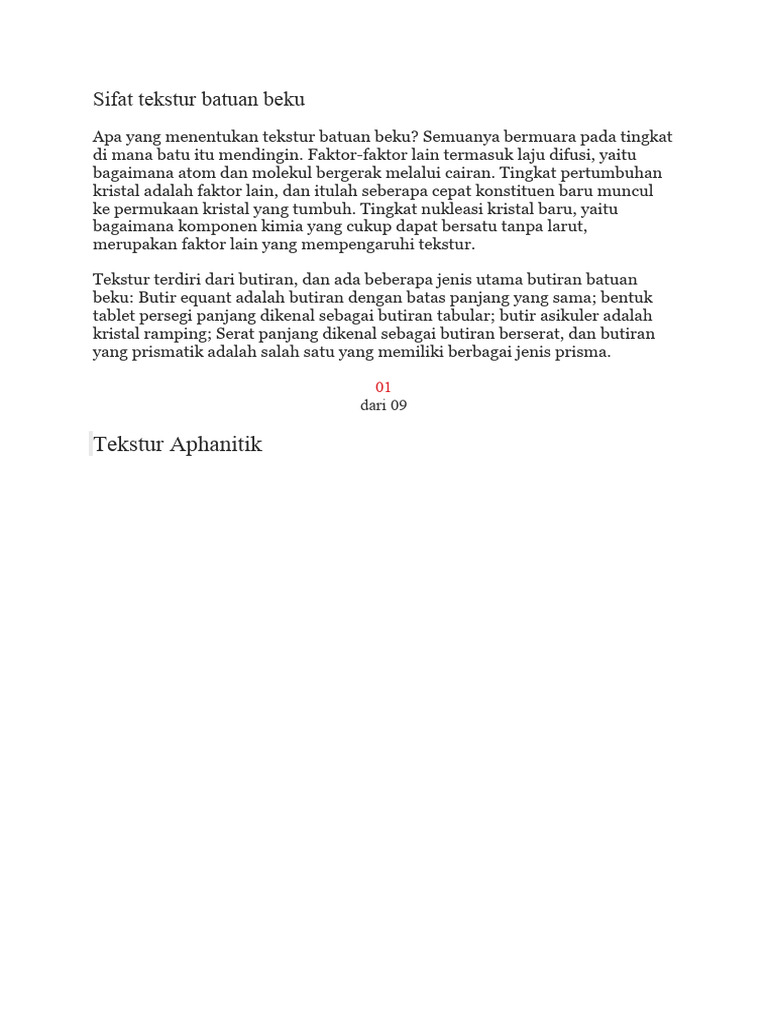 Sifat Tekstur Batuan Beku | PDF | Sains & Matematika