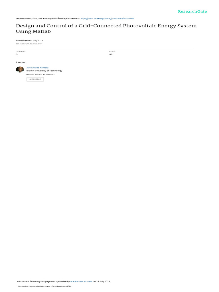Design and Control of A Grid-Connected Photovoltaic Energy System Using ...