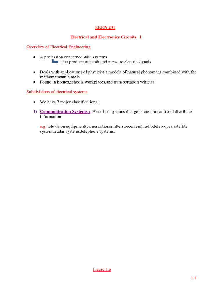 EEEN 201 Lecture Notes-01 | PDF | Electrical Network | Voltage