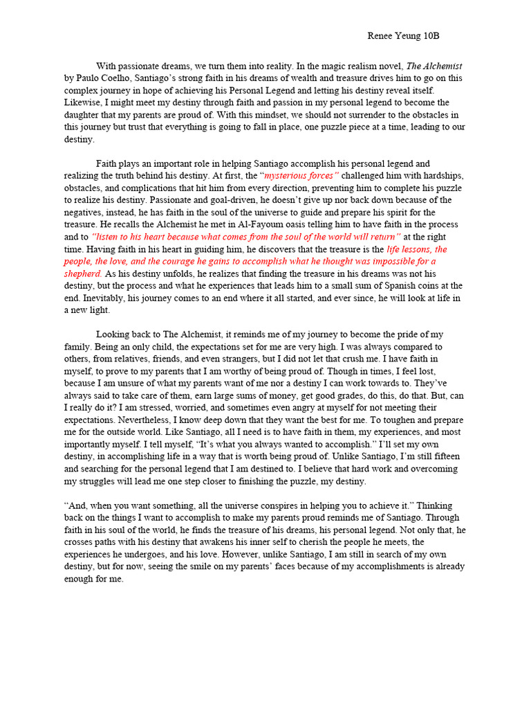 The Alchemist Practice Essay | PDF