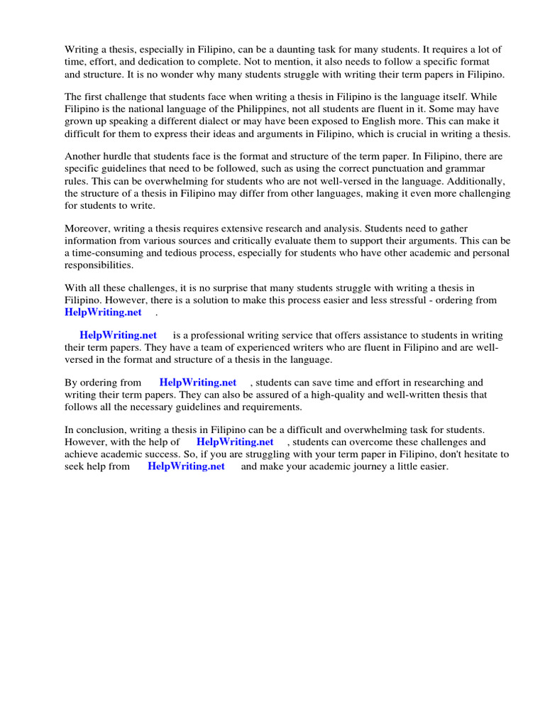Term Paper Format Sa Filipino | PDF | Tagalog Language | Essays