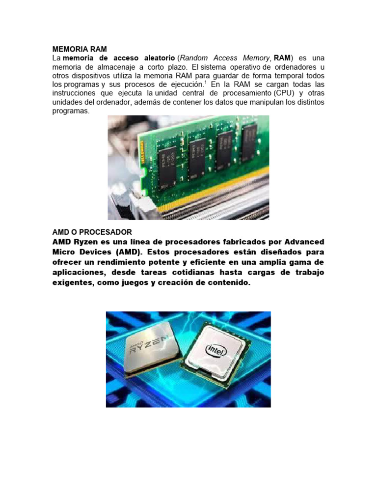 Memoria Ram | PDF | Unidad Central de procesamiento | Memoria de acceso aleatorio