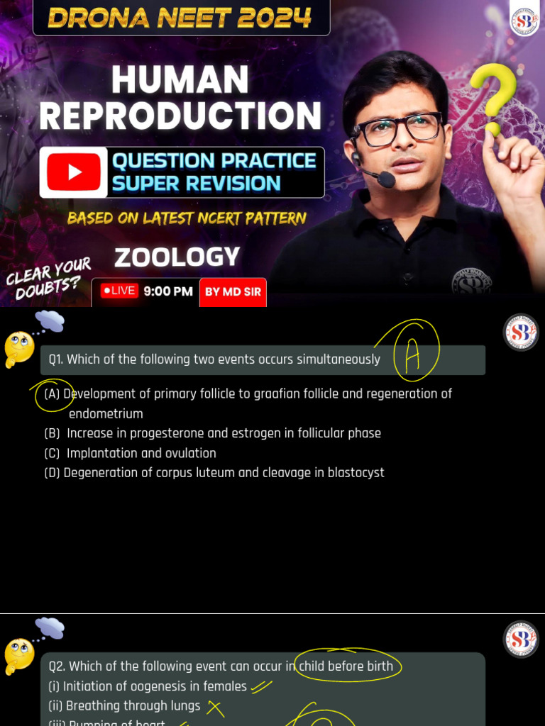 100 Question of Human Reproduction (Youtube 07012024) | PDF | Menstrual ...