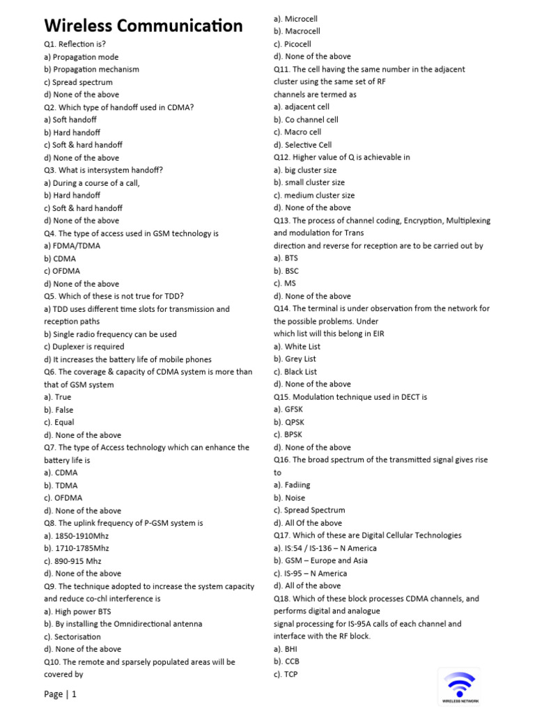Wireless Communications | PDF | Transmission Medium | Multiplexing