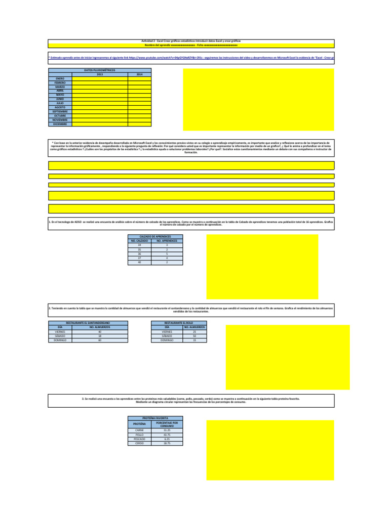 Taller 1 Excel Crear Gráficos Estadísticos Introducir Datos Excel y ... Taller 1 Excel Crear Gráficos Estadísticos Introducir Datos Excel y ...