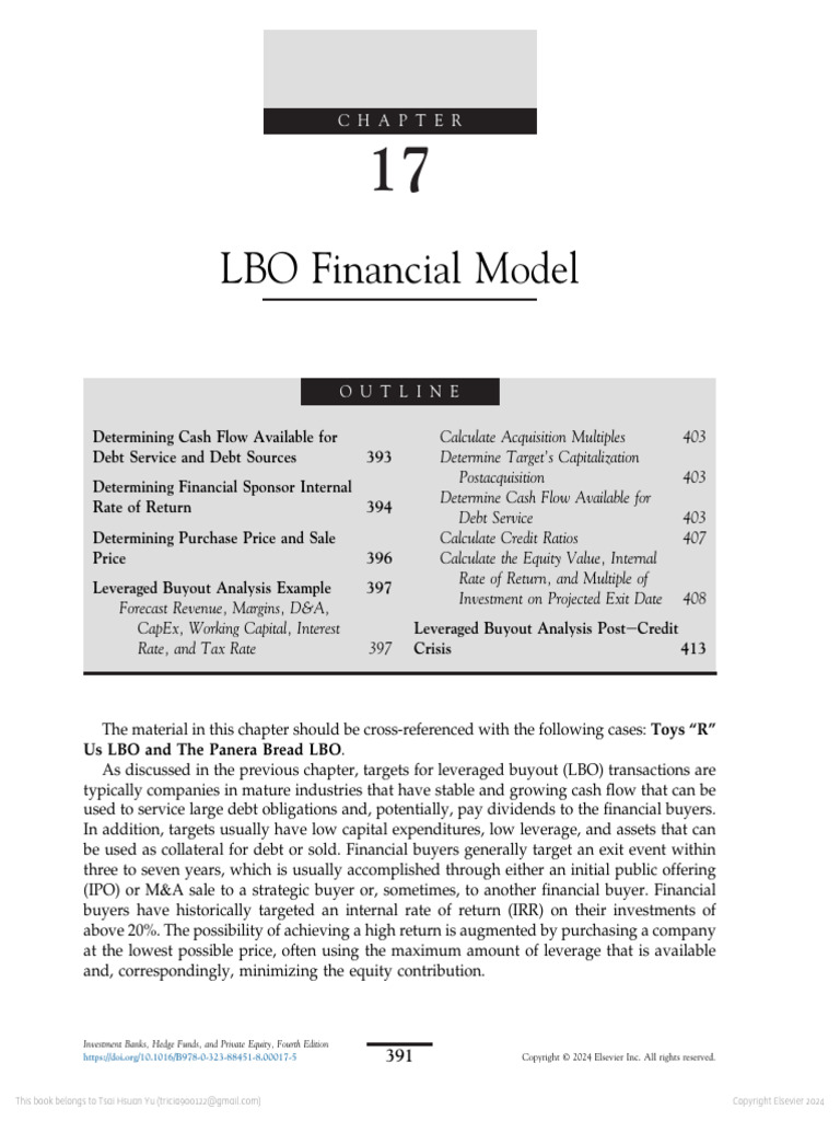 17章 | PDF | Leveraged Buyout | Internal Rate Of Return