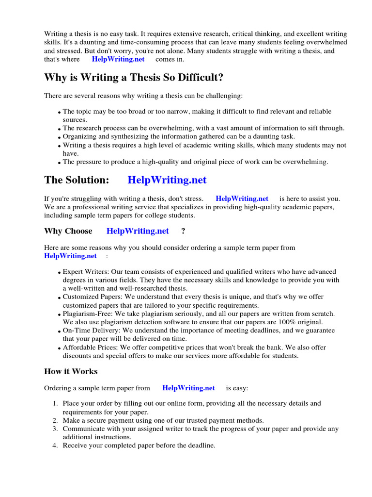 Sample Term Paper For College | PDF | Essays | Academic Publishing