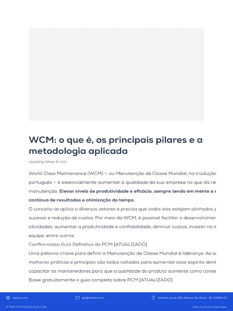 WCM_ o que é, os principais pilares e a metodologia aplicada | PDF